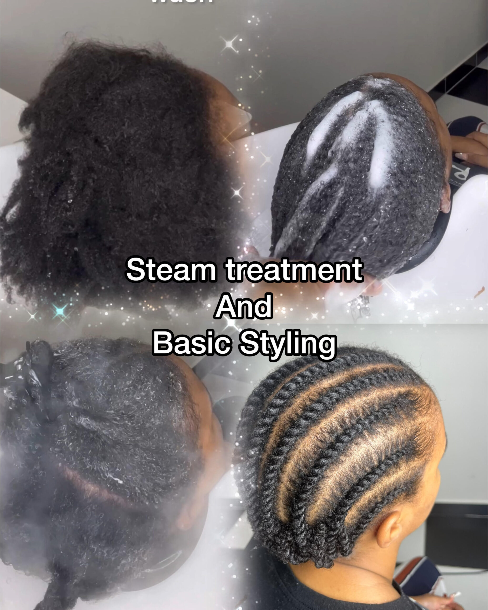 Steam Hair Treatment and basic Style - Braids By Vuyo